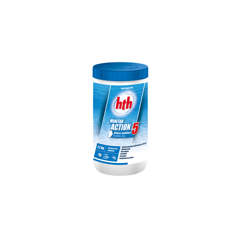 Pastille 20g de chlore stabilisé MINITAB Action 5 - HTH