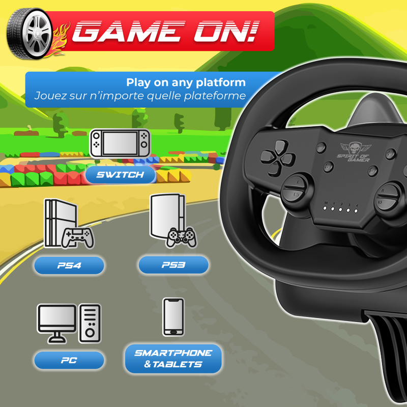 Volant Race Wheel Pro Air PC/Switch/PS4/PC - SPIRIT OF GAMER - JVSOG-RWPABK