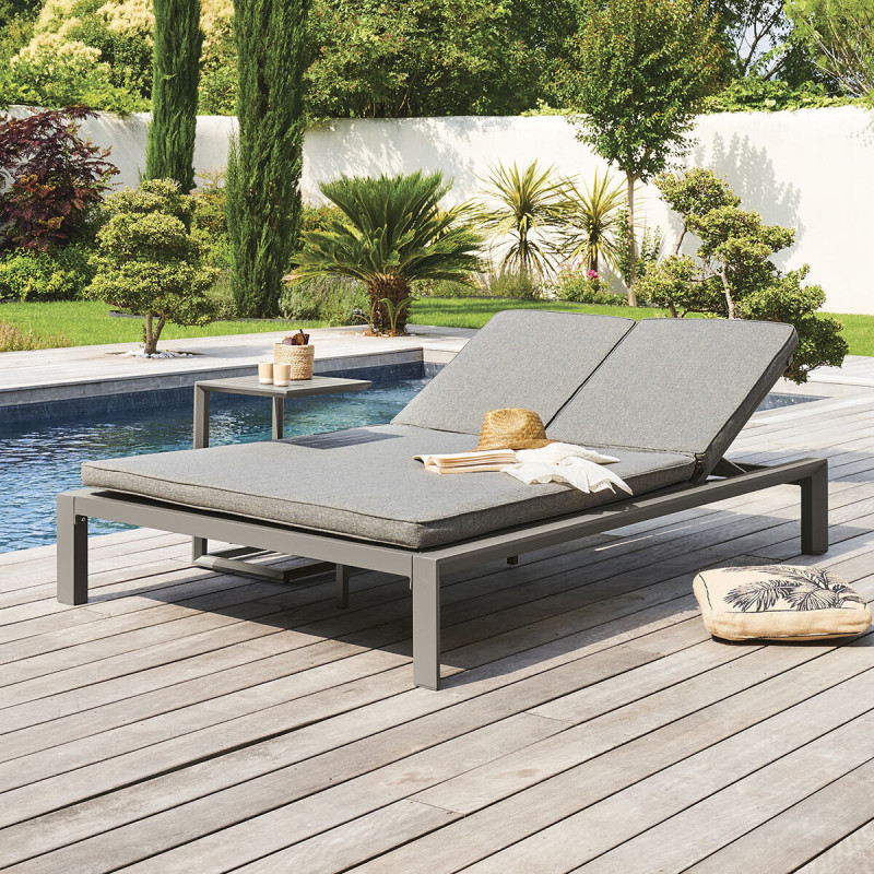 Lit de piscine double Évasion Wengé & Tonka