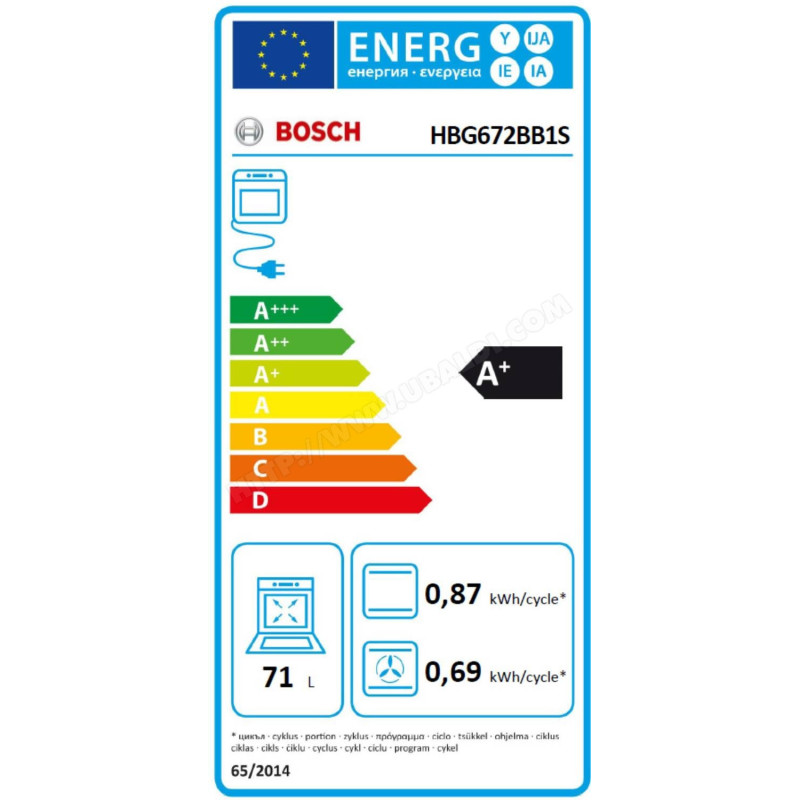 Four encastrable - Pyrolyse - 71l - A+ - BOSCH Série 8 - HBG672BB1S