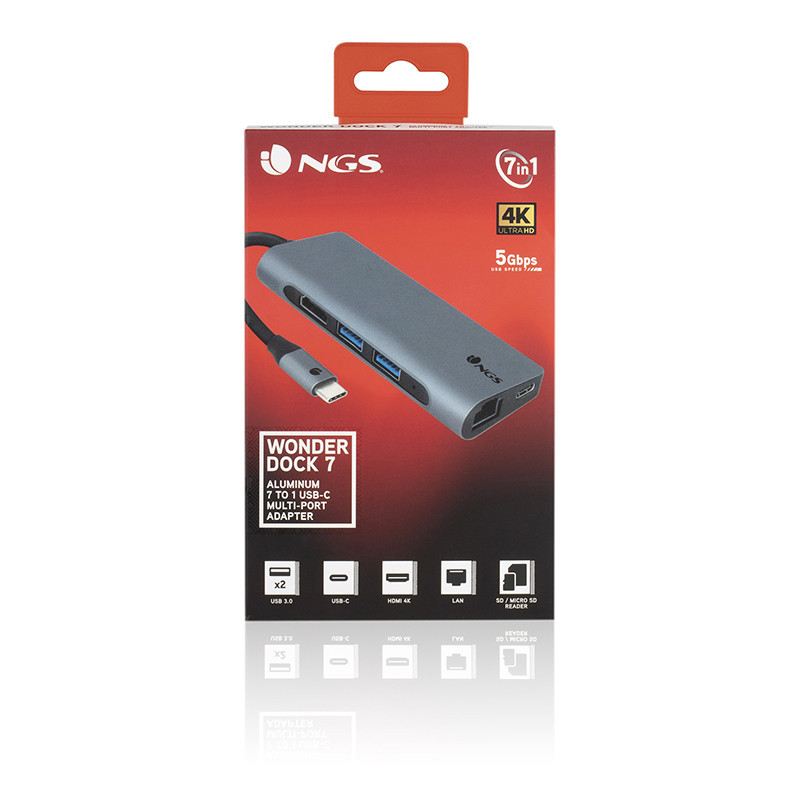 Adapteur Multiport USB-C Wonder Dock 7 Gris Graphite - NGS - 69561115949