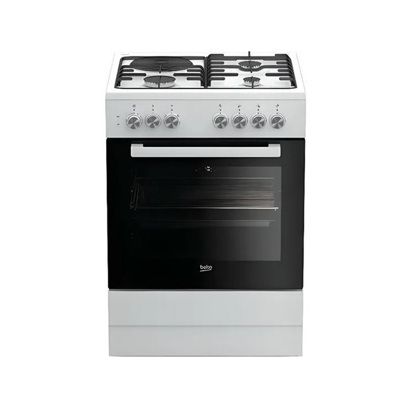 Cuisinière Mixte Pose Libre 3 Gaz + 1 Electrique Blanc - BEKO ...