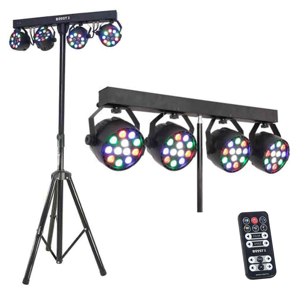 Support de lumière boost avec 4 projecteurs light Bar 12x1W - IBIZA ...