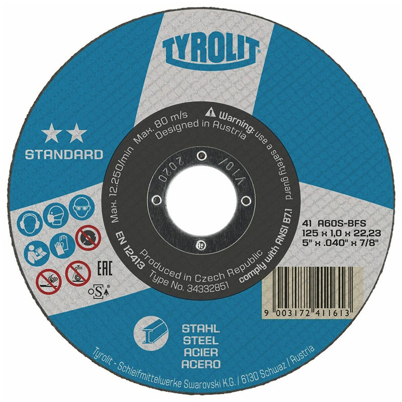 Disque à Tronçonner Standard Acier 125x2,5mm - TYROLIT