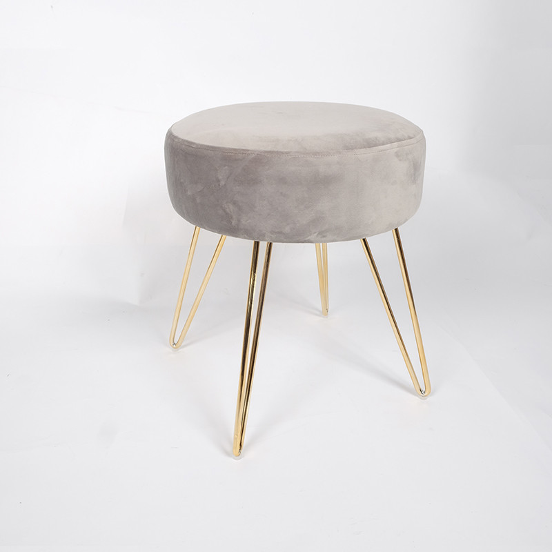 Tabouret en velours 38x38x45cm Gris - 54974 - Ravate.com