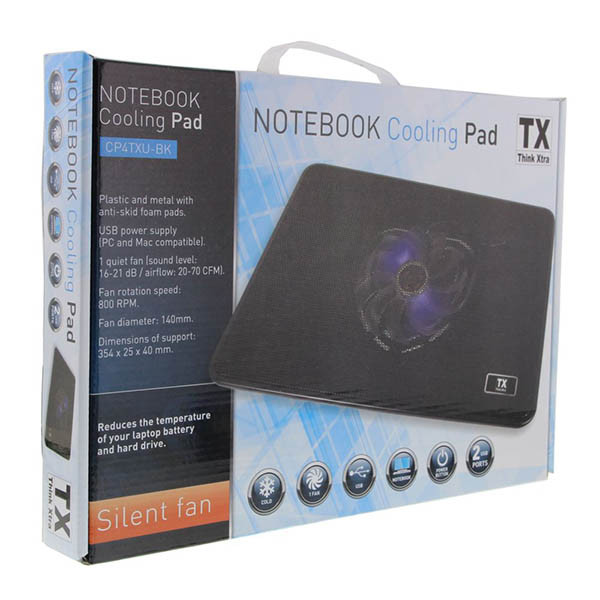 Support Ventilé pour PC portable 13" Noir - THINK XTRA - CP4TXU-BK ...