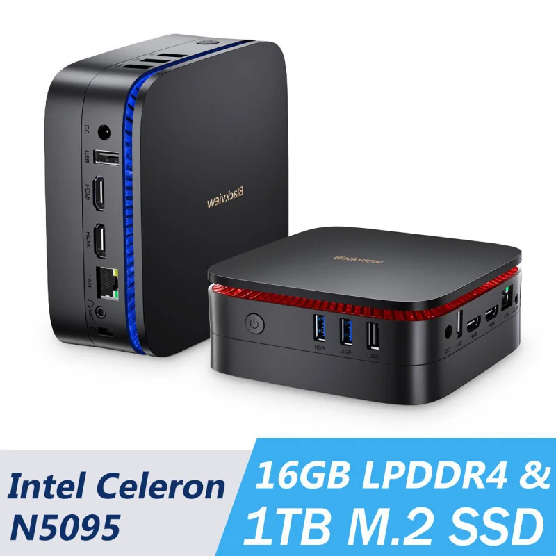 Mini PC MP60 Intel Celeron N5095 16Go/1To Noir - BLACKVIEW