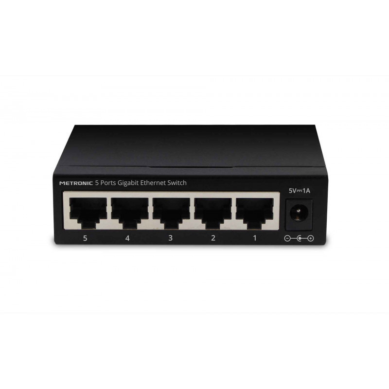 Switch RJ45 5 ports Gigabit Ethernet Noir - METRONIC - RES495580METRON