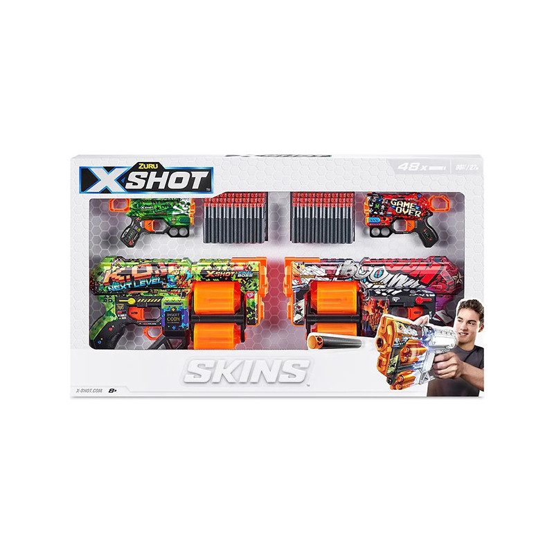 Pack de 4 Pistolets XShot Skins ZURU - Dès 8 ans