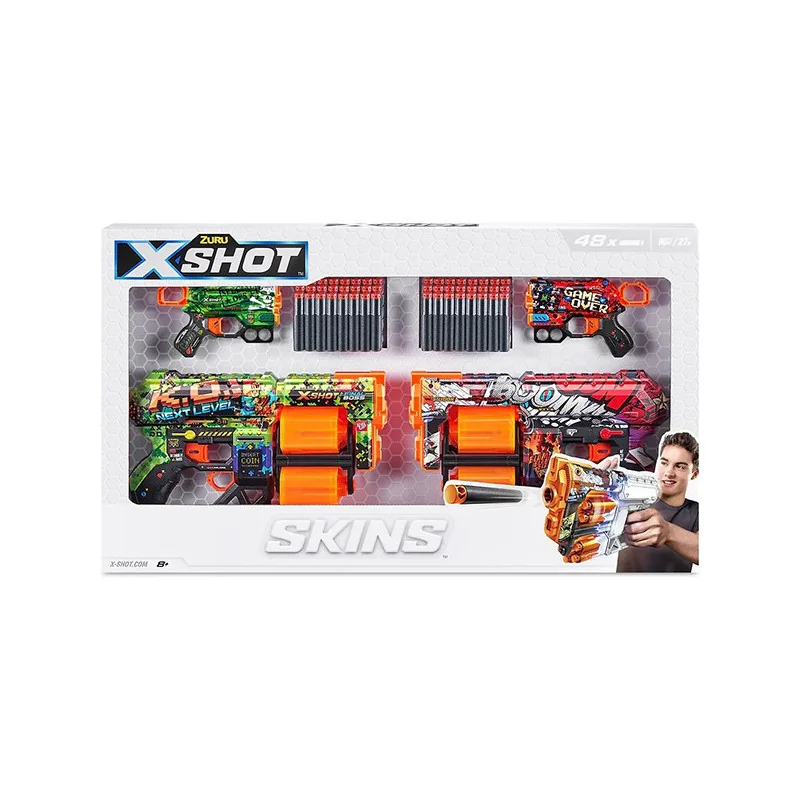 Pack de 4 Pistolets XShot Skins ZURU - Dès 8 ans