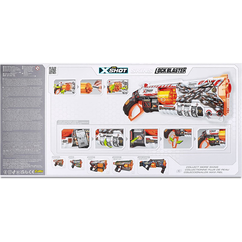 Blaster Skins Lock Gun x 16 fléchettes ZURU - Dès 8 ans