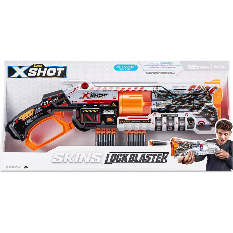 Blaster Skins Lock Gun x 16 fléchettes ZURU - Dès 8 ans