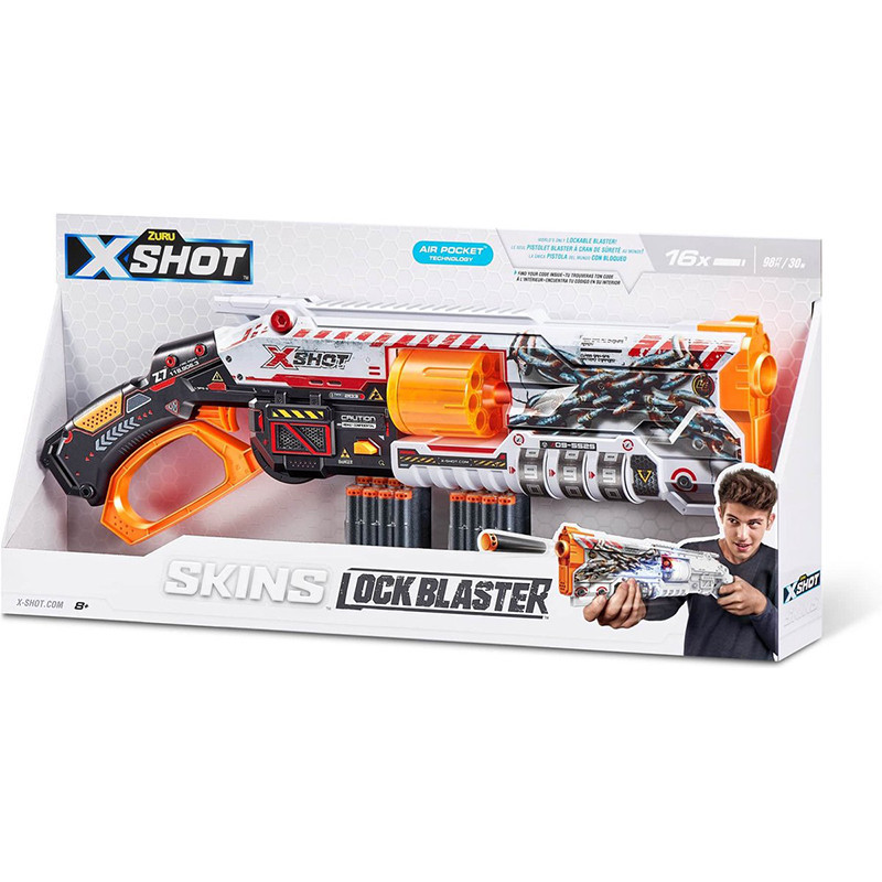 Blaster Skins Lock Gun x 16 fléchettes ZURU - Dès 8 ans
