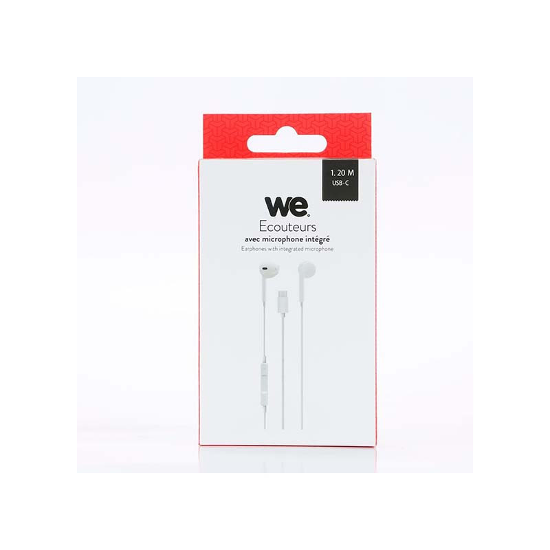 Ecouteurs avec microphone intégré USB-C Blanc - WE - CAS_WE_INTRAMICUSB