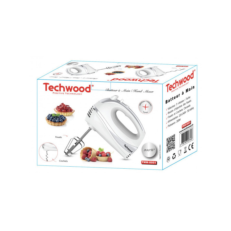 Batteur à main 200W Blanc - TECHWOOD - ROBTMM8001TECH