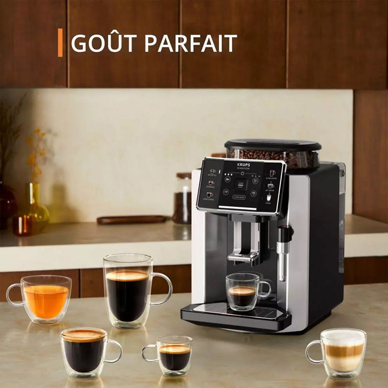 Machine à café à grain Expresso Broyeur Sensation 1450 W Argent - KRUPS