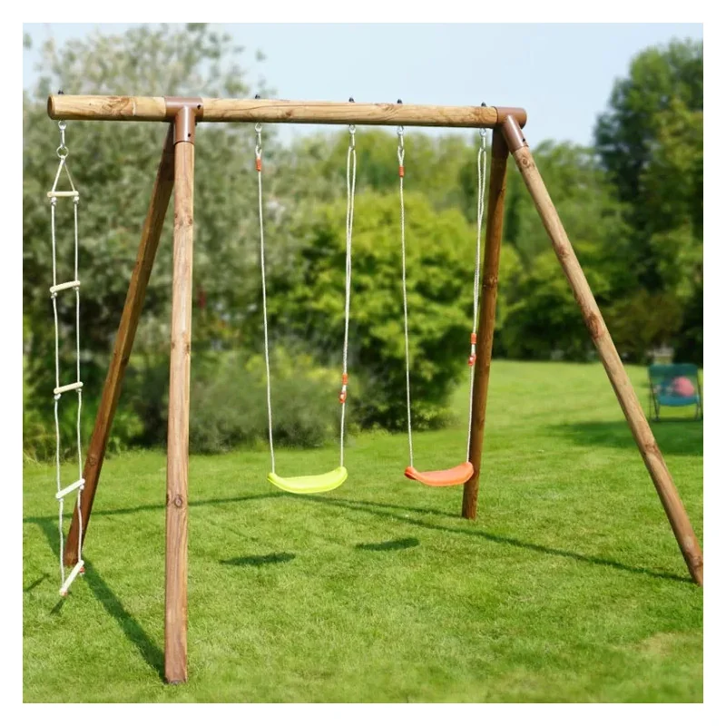 Balançoire en bois traité 3 agrès