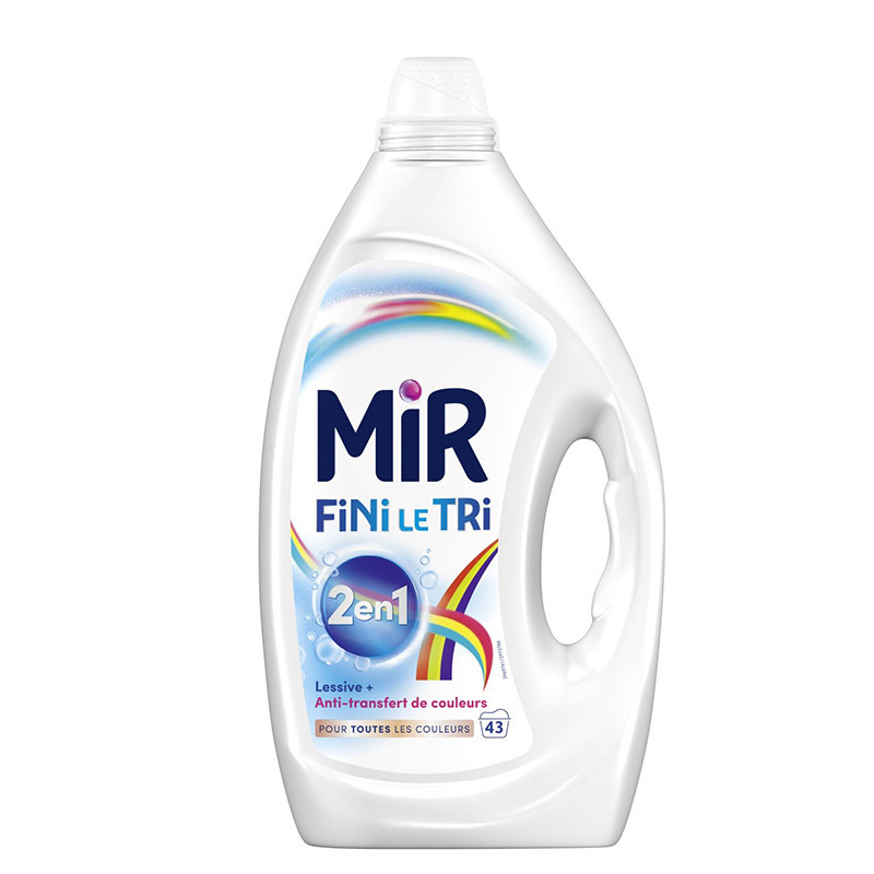 Lessive liquide 2en1 anti-transfert de couleurs 43 lavages 1,935L - MIR ...