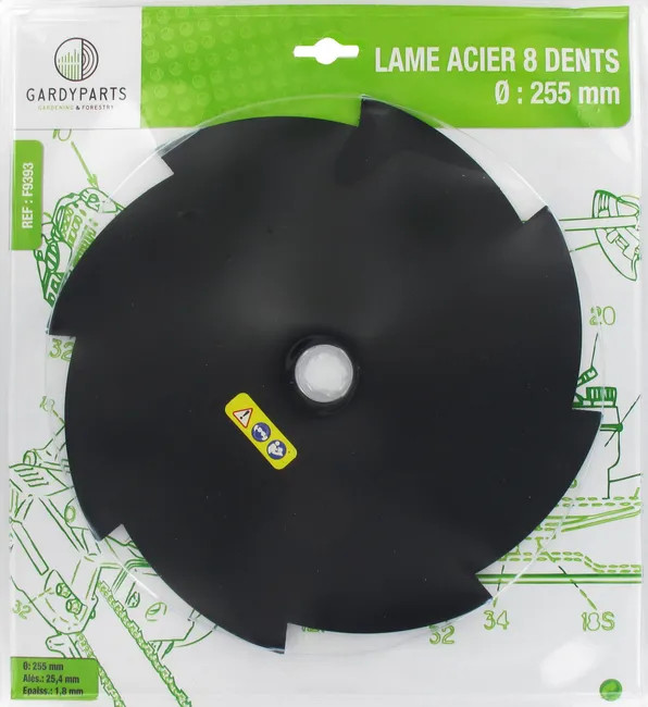 LAME ACIER 8DENTS DIAM. 250MM EPAISSEUR 1.8MM S/B
