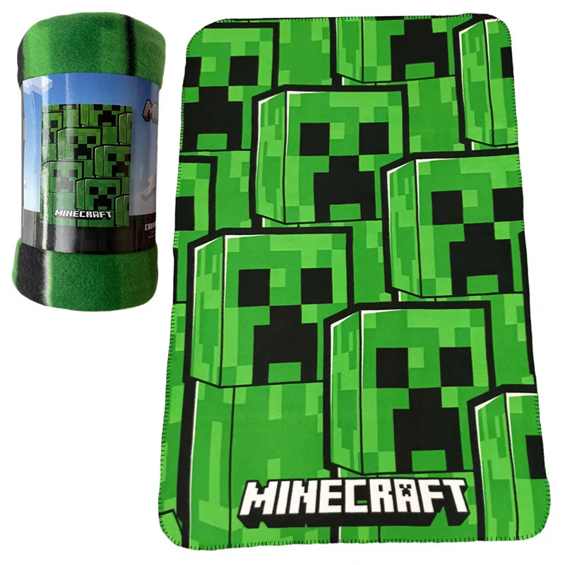 Plaid en polaire Minecraft 100x140cm Vert - KONIX - 1679000020
